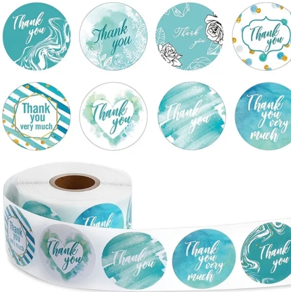 Office | 50pc8 Designs Blue Watercolor Thank You Thank You Very Much ...